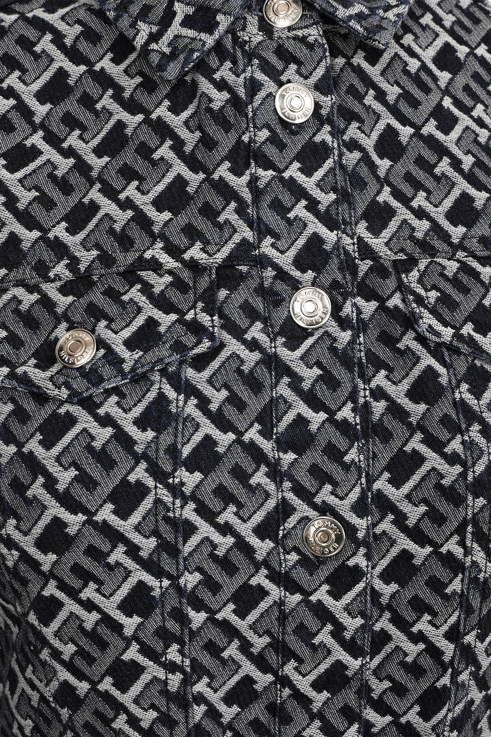 שמלת דנים מכופתרת עם הדפס | Factory 54